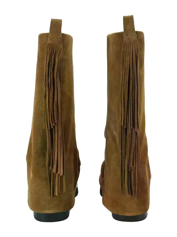 Kurt Geiger Fringe Gaiter Biker Boots - Brown