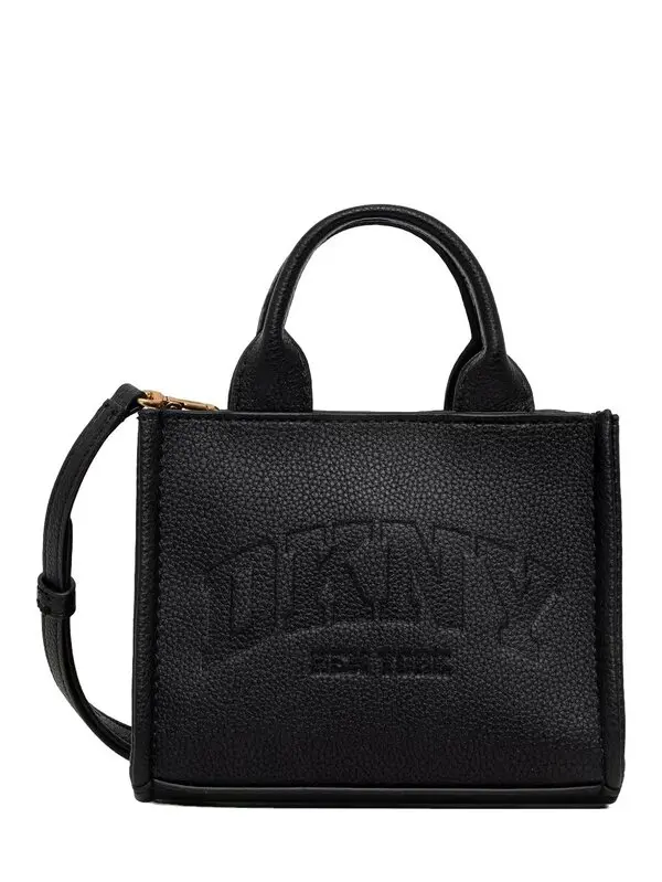 Dkny Logo-embossed Pebbled Tote Bag - Black
