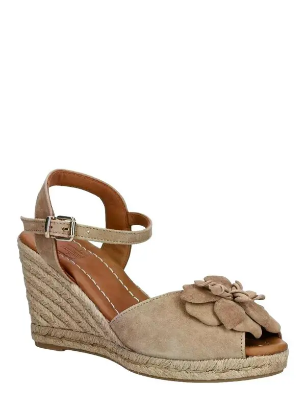 BILLI BI Floral Appliqué Wedge Espadrilles - Neutrals