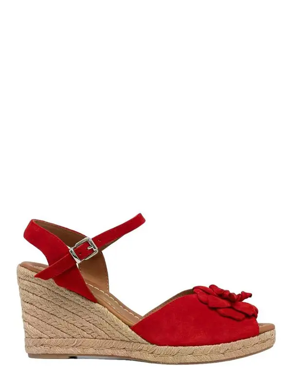 BILLI BI Floral Detail Wedge Sandals - Red