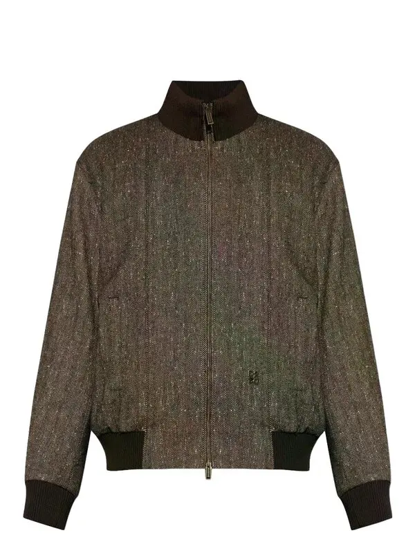 Dsquared2 Ribbed High Neck Zip-up Jacket - Brown