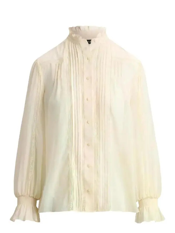 Ralph Lauren Lace-trim Pintucked Blouse - Neutrals
