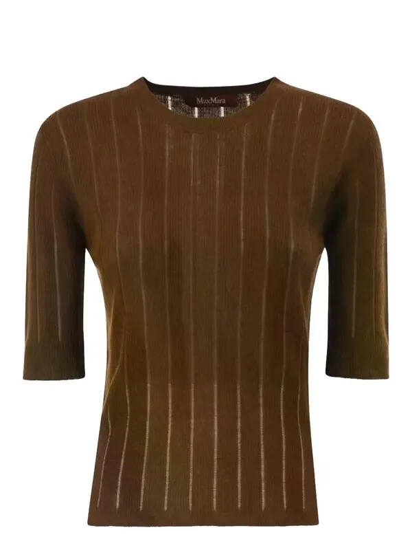 Max Mara Ribbed Knit Silk-blend Top - Brown