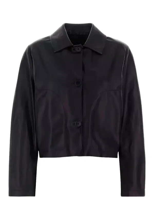 SALVATORE SANTORO Leather Button-fastening Cropped Jacket - Blue