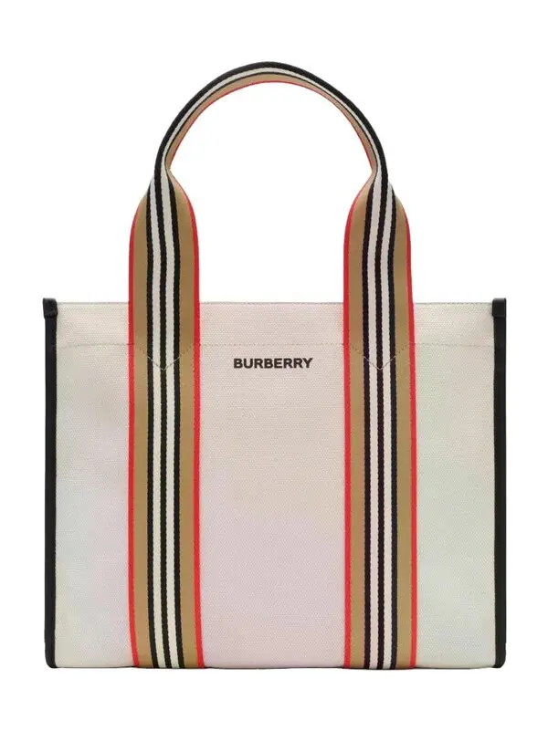 Burberry Icon Stripe Trim Canvas Tote - Neutrals