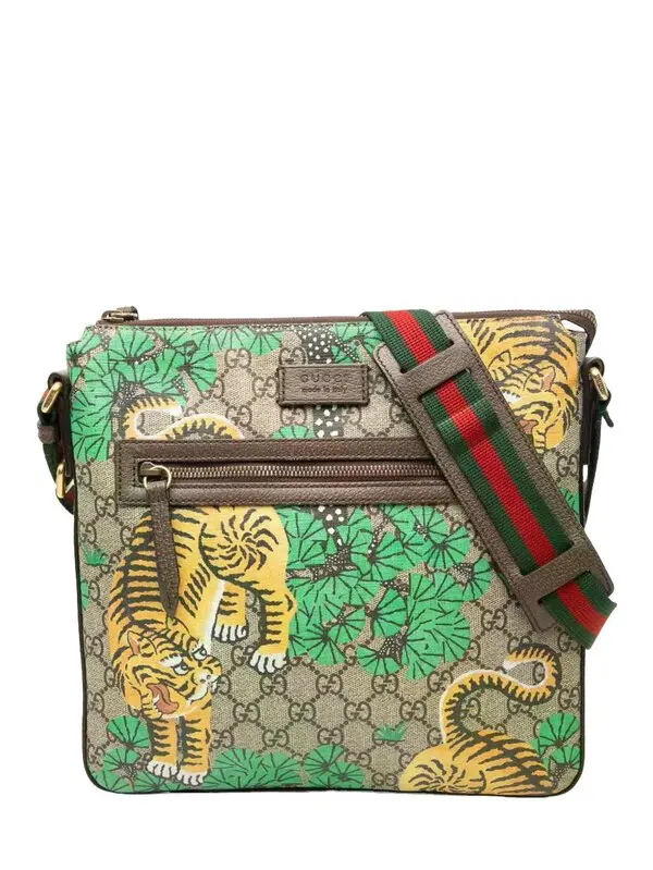 Gucci Gg Supreme Web Bengal Crossbody Bag - Neutrals