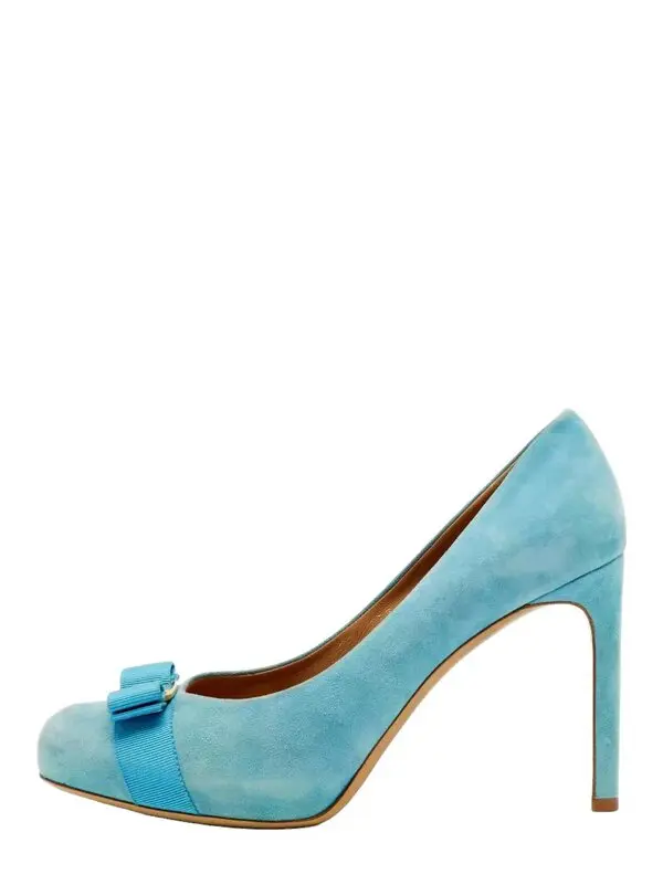 FERRAGAMO Suede Platform Pumps - Blue