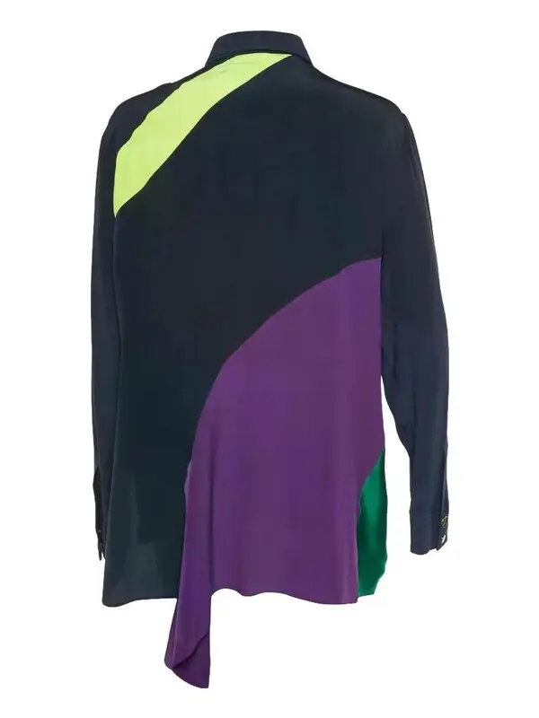 Versace Color-block Asymmetric Shirt - Blue