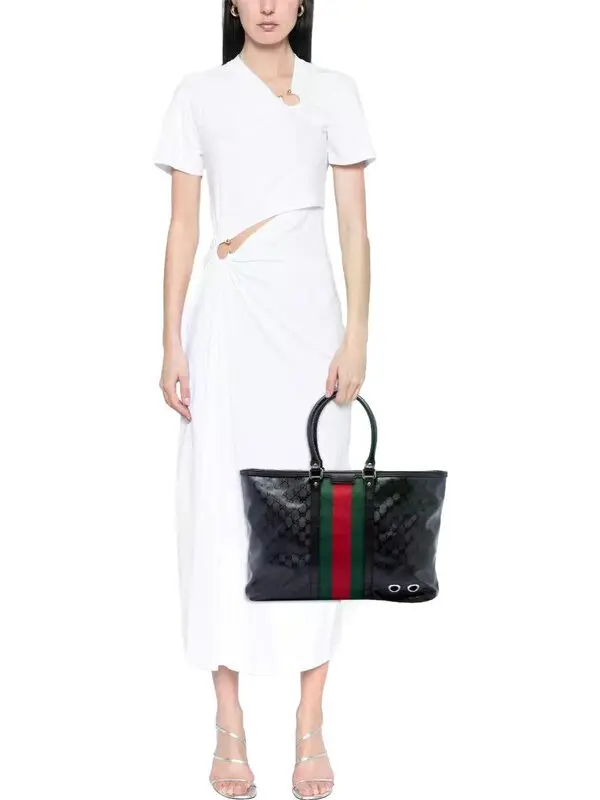 Gucci Large Gg Imprimé Web Tote Bag - Black