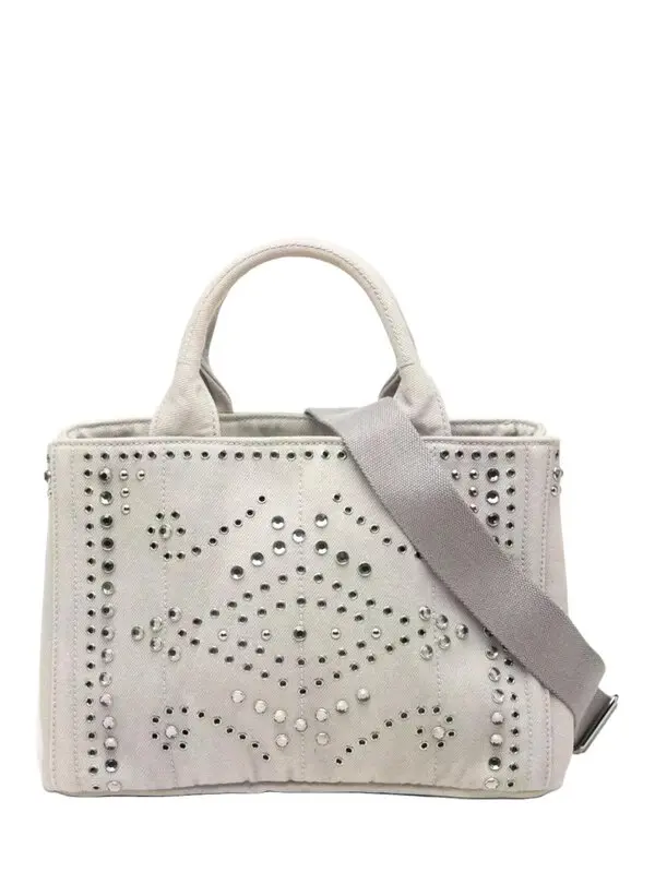Prada Canapa Bijoux And Grommet Satchel - Grey