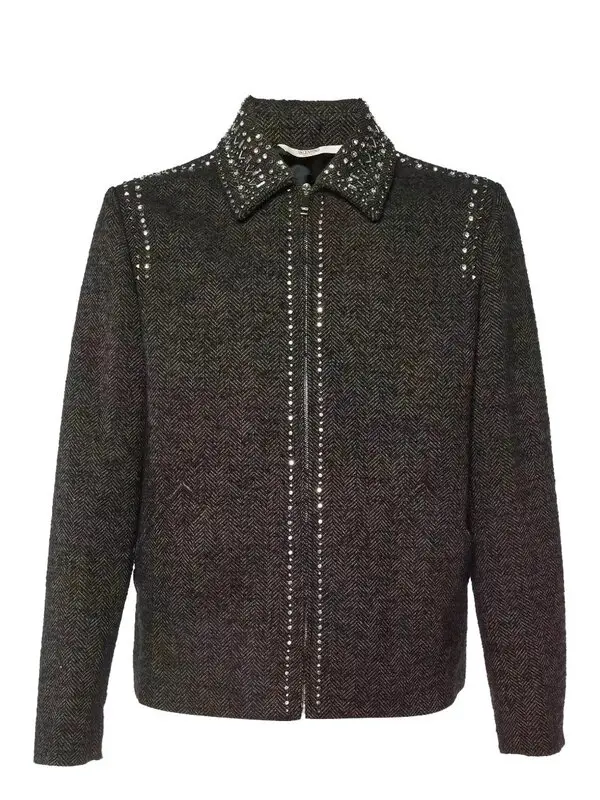 Valentino Garavani Studded Tweed Jacket - Brown