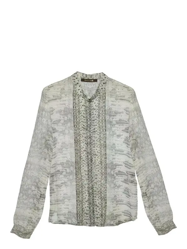Roberto Cavalli Snakeskin Print Silk Shirt - Neutrals