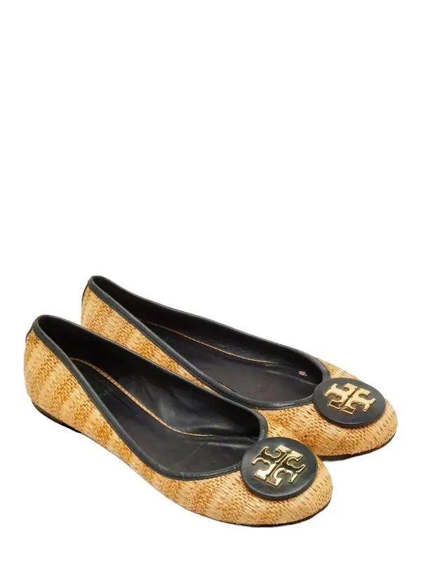 Tory Burch Reva Raffia Ballet Flats - Neutrals