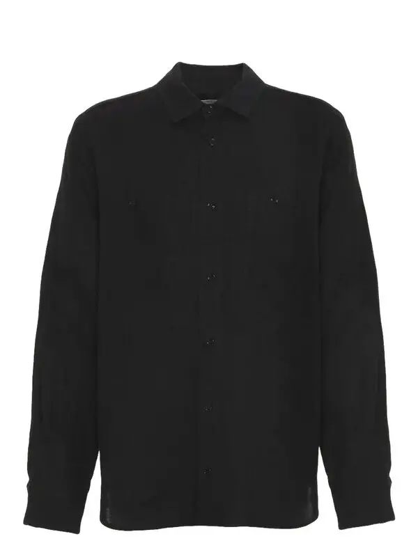 AMARANTO Patch-pocket Linen Shirt - Black