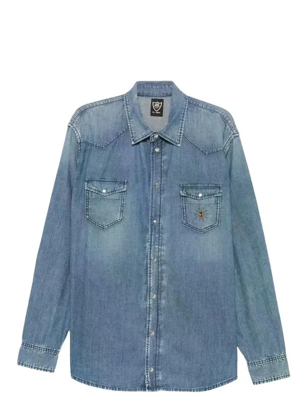 HTC LOS ANGELES Embellished Western-yoke Shirt - Blue