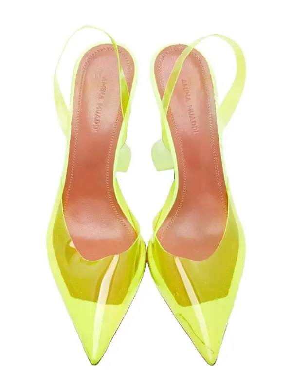Amina Muaddi Holli Glass Slingback Pumps - Yellow