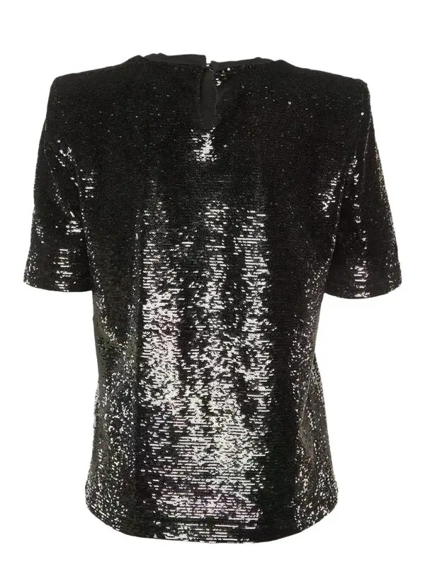 Attico Sequined Structured-shoulder T-shirt - Black