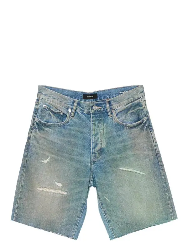PURPLE BRAND Distressed Raw-cut Denim Shorts - Blue