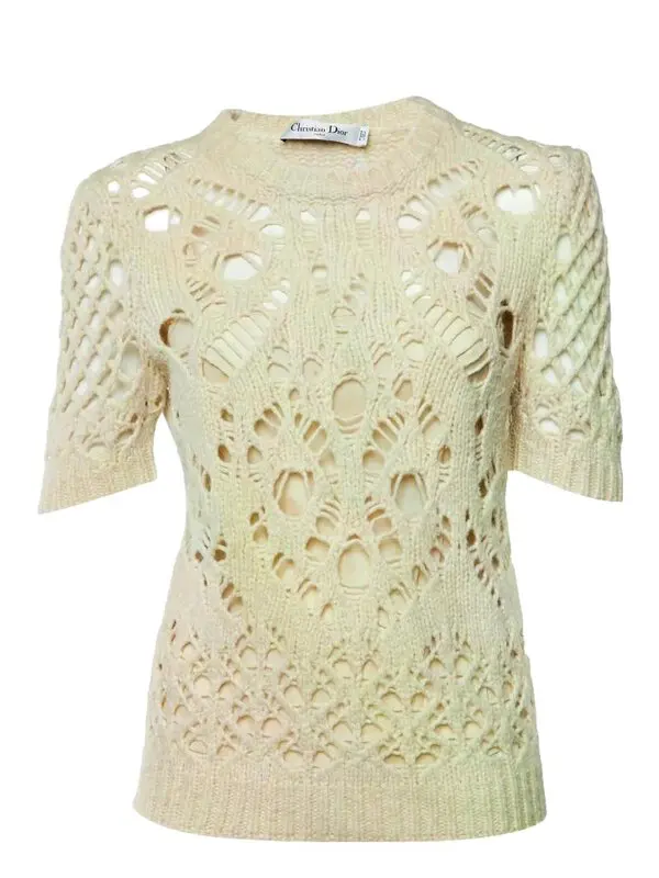 Dior Open-knit Crew-neck Sweater - Neutrals