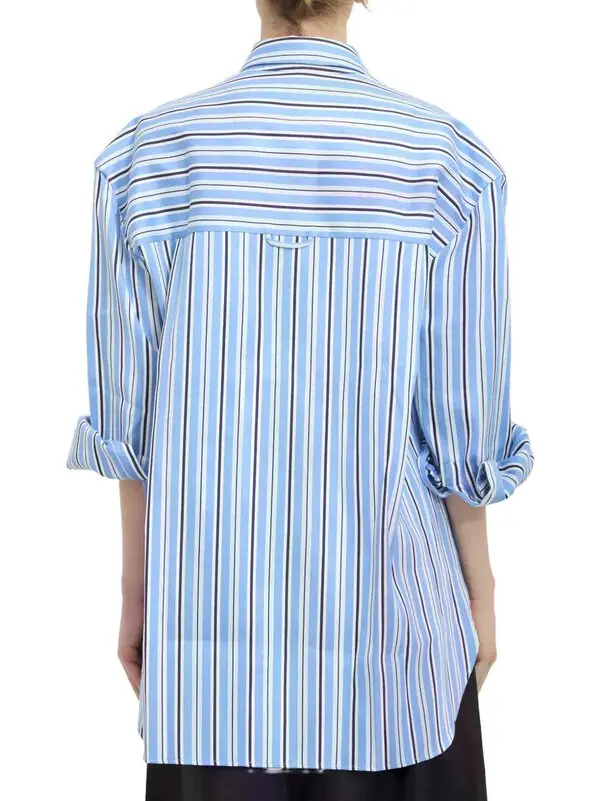 THE FRANKIE SHOP Striped Padded Shoulder Shirt - Blue