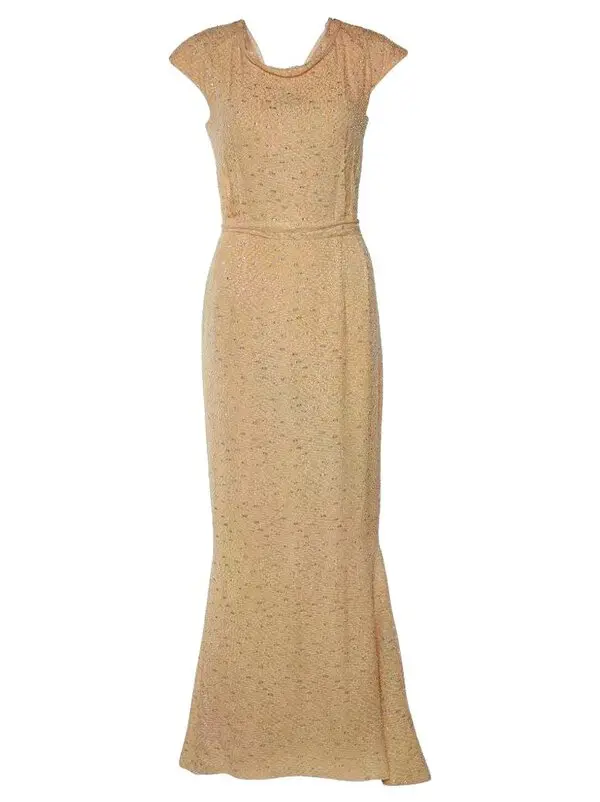 Fendi Cap-sleeve Gown With Fil Coupé Texture And Metallic Threading - Neutrals