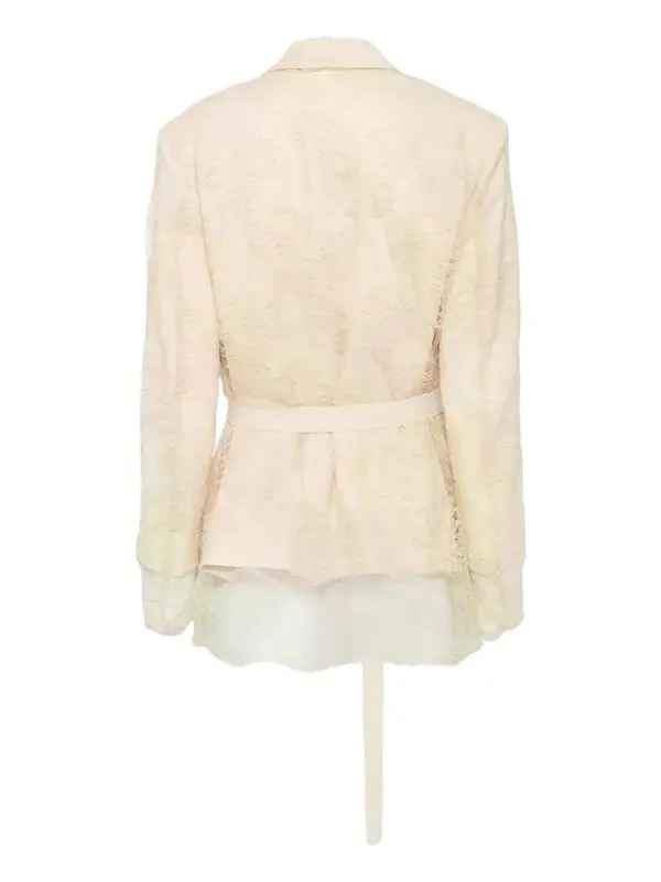 RAME Lace-overlay Belted Jacket - Neutrals