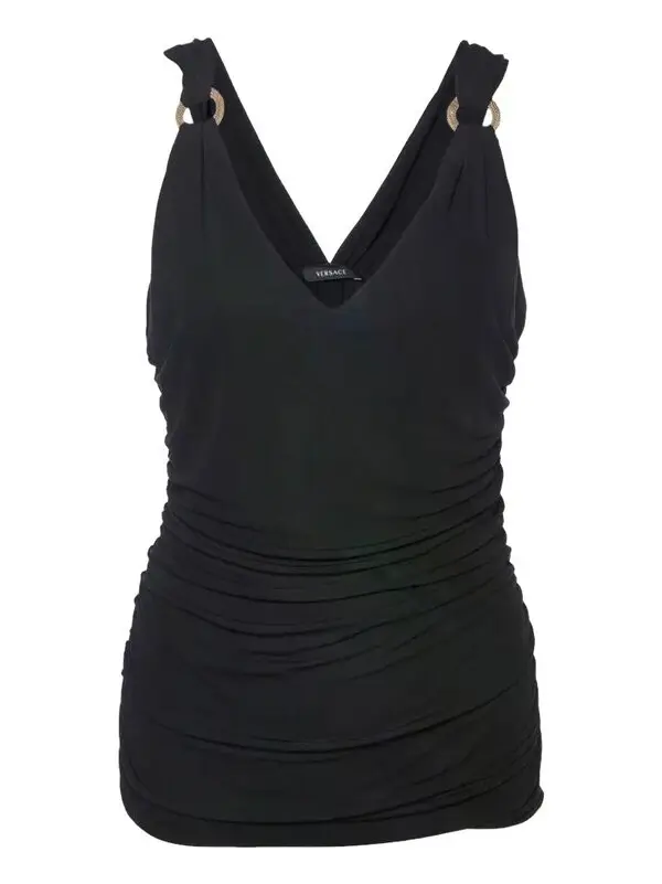 Versace Ruched Sleeveless Top - Black