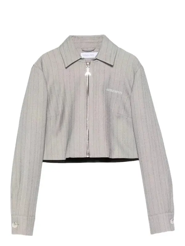 Patrizia Pepe Cropped Pinstripe Jacket - Black