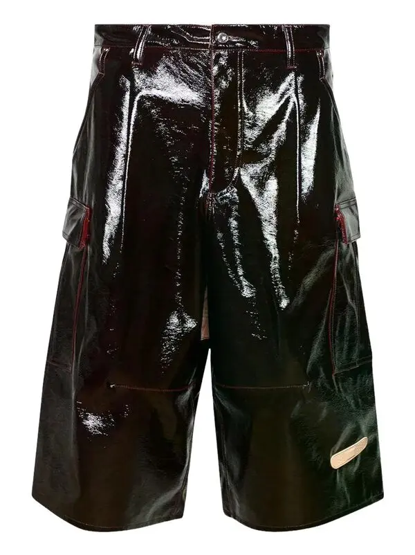 PDF Glossy Finish Cargo Shorts - Brown