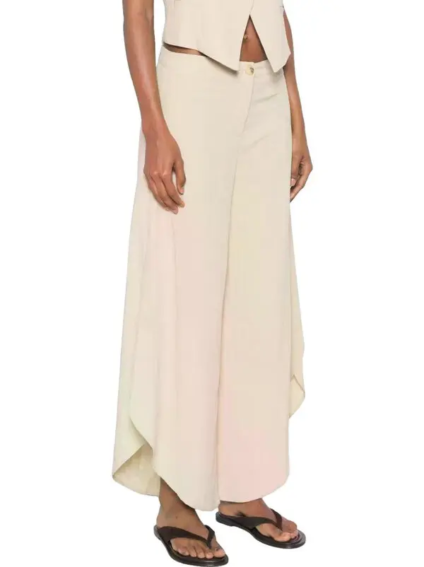 VICOLO Beige Wide Leg Curved Hem Trousers - Neutrals