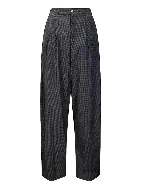 MAISON JEJIA Checked Cotton Pleated Trousers - Grey