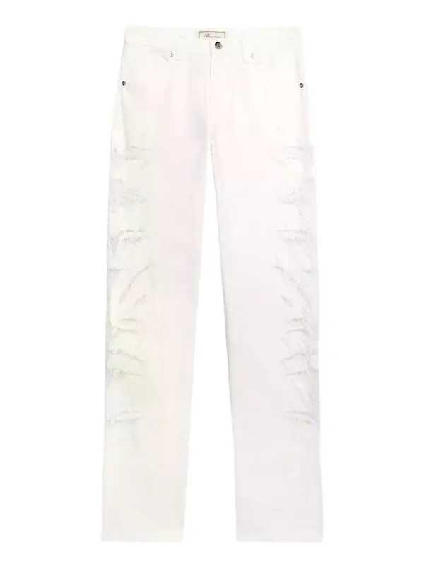 Blumarine Lace-insert Boyfriend Jeans - White
