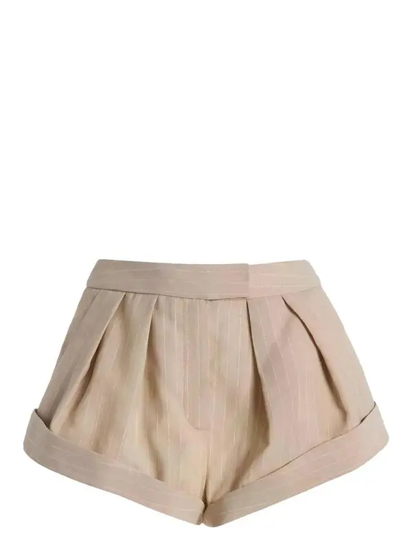 LAQUAN SMITH Pinstripe Pleated Shorts - Neutrals