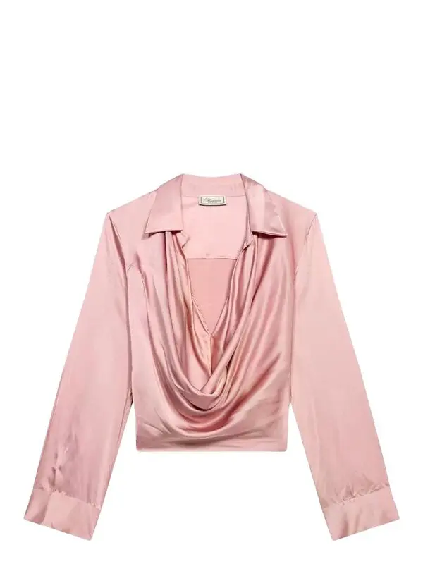 Blumarine Draped Satin Blouse - Pink