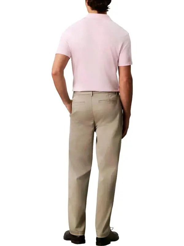 Calvin Klein Logo-embroidered Chino Trousers - Neutrals