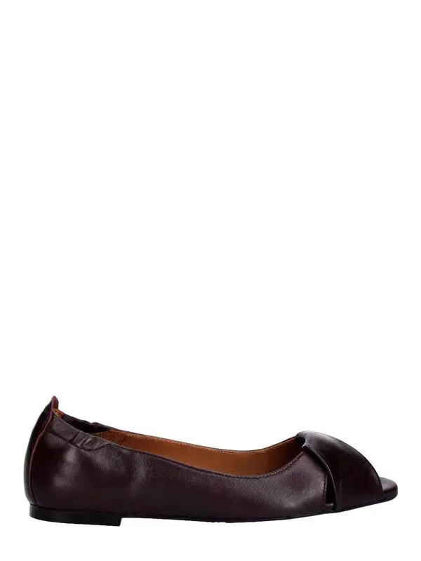 BILLI BI Twist Detail Peep-toe Ballet Flats - Brown