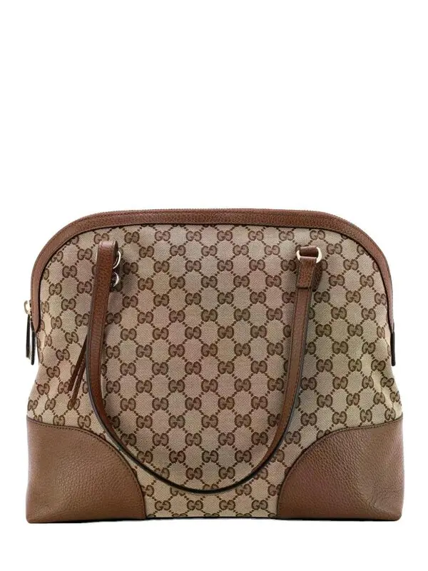Gucci Gg Canvas Leather Dome Satchel - Brown