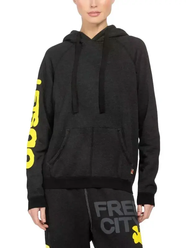 FREECITY Graphic Print Hoodie - Black