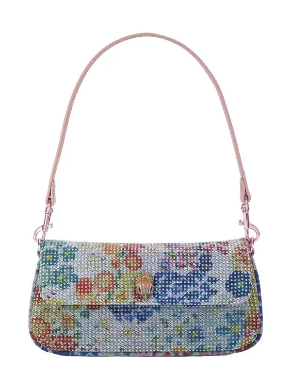 Kurt Geiger Crystal-embellished Floral-print Shoulder Bag - Blue