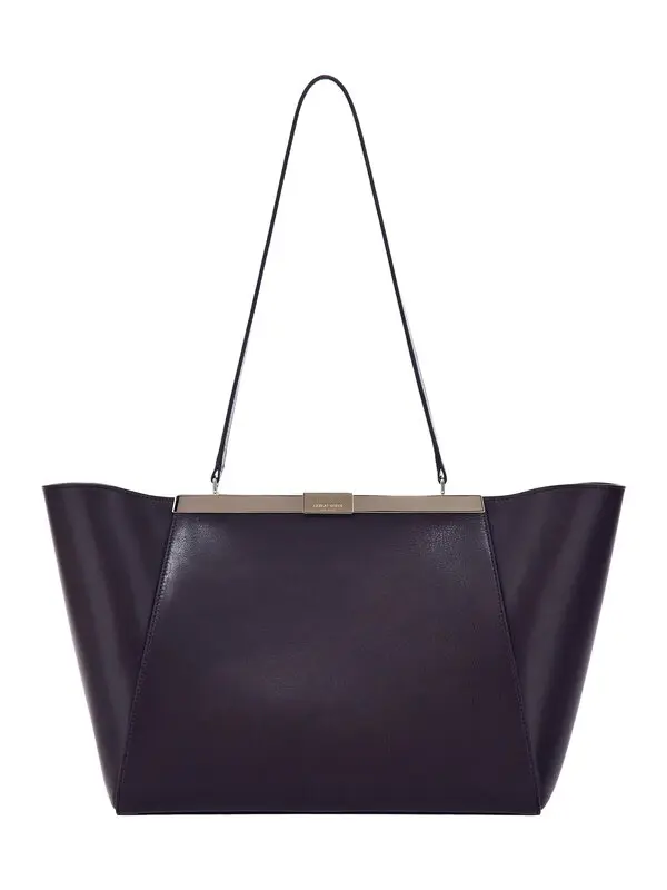 Giorgio Armani Leather Shoulder Bag With Split Leather Lining - Brown