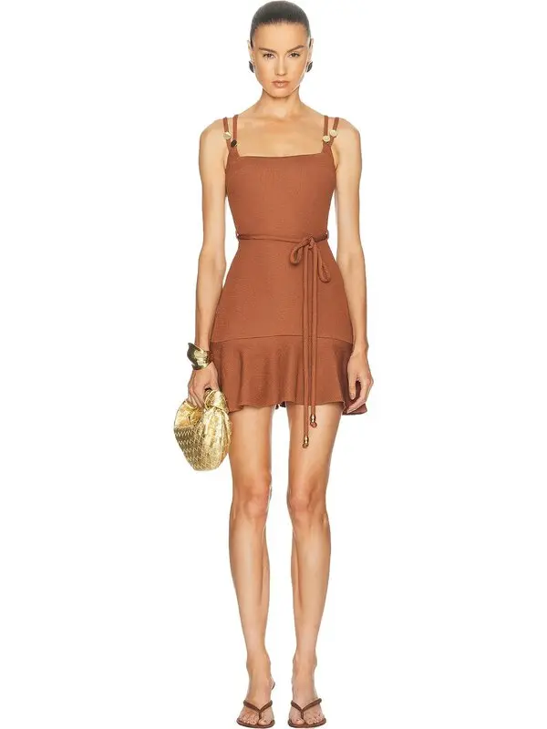 PatBO Cora Knit Mini Dress - Brown