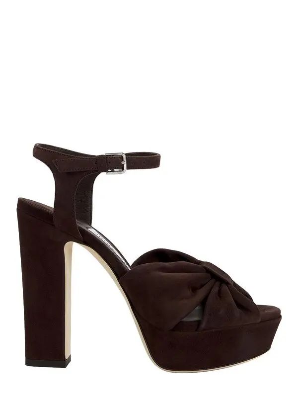 JIMMY CHOO Heloise Suede Platform Sandals - Chocolate
