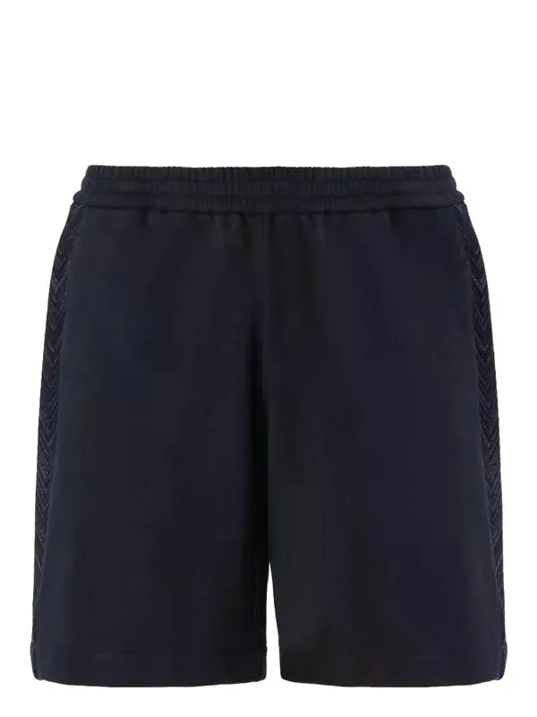 Missoni Cotton Fleece Shorts With Knit Inserts - Blue