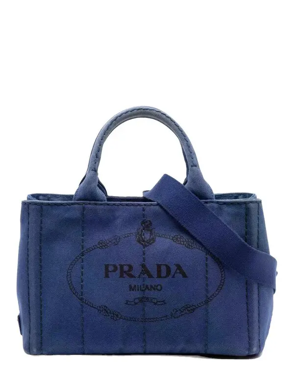 Prada Canapa Logo Satchel - Blue