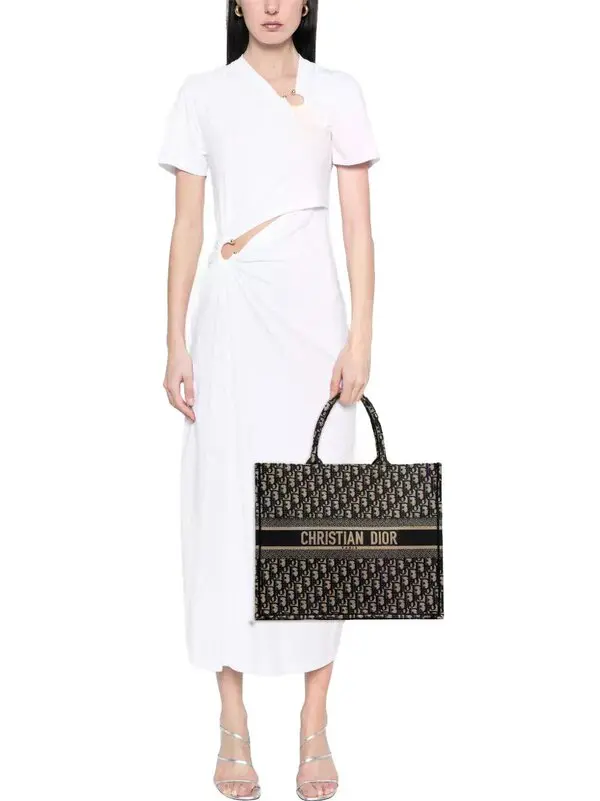 Dior Large Embroidered Canvas Book Tote Bag - Blue