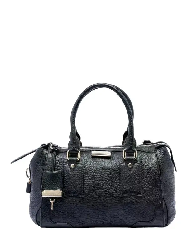 Burberry Small Heritage Grain Leather Gladstone Satchel - Black