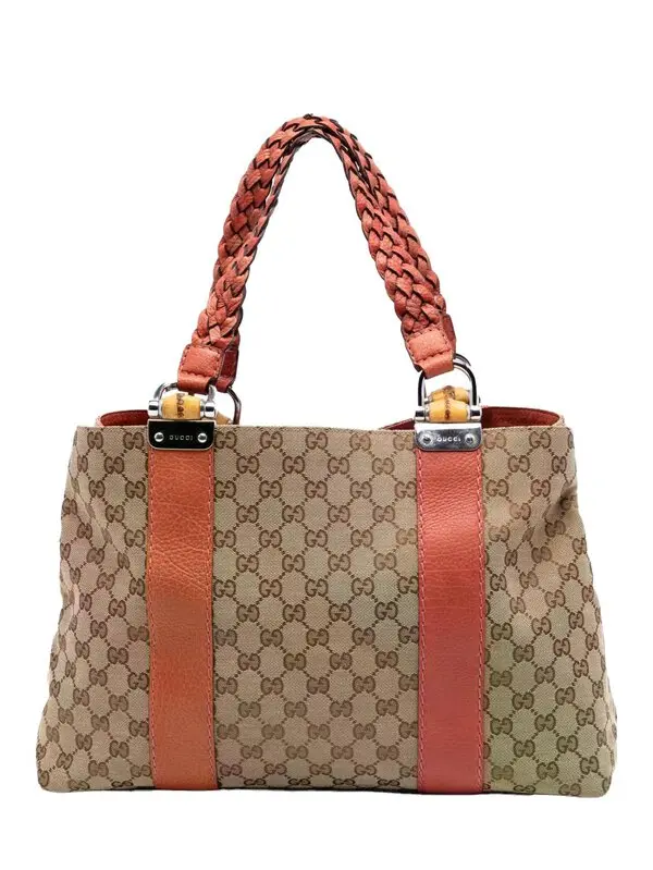 Gucci Gg Canvas Bamboo Libeccio Tote Bag - Neutrals