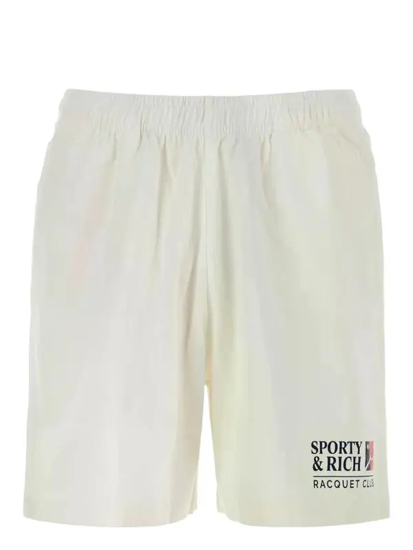 SPORTY & RICH Elasticated Logo Shorts - Neutrals