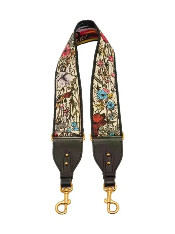 Dior Floral-embroidered Shoulder Strap - Neutrals