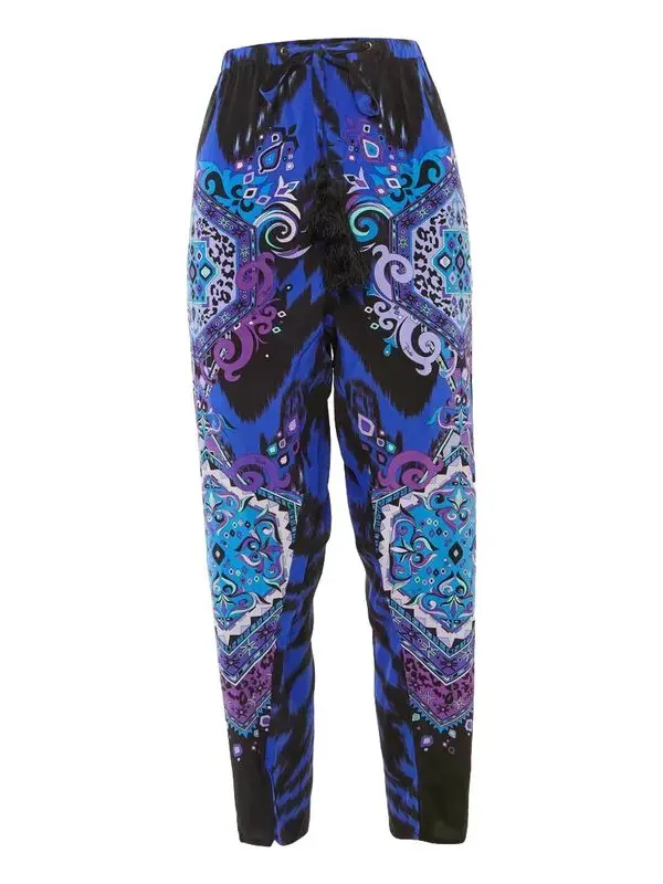Emilio Pucci Silk Suzani Print Trousers - Blue